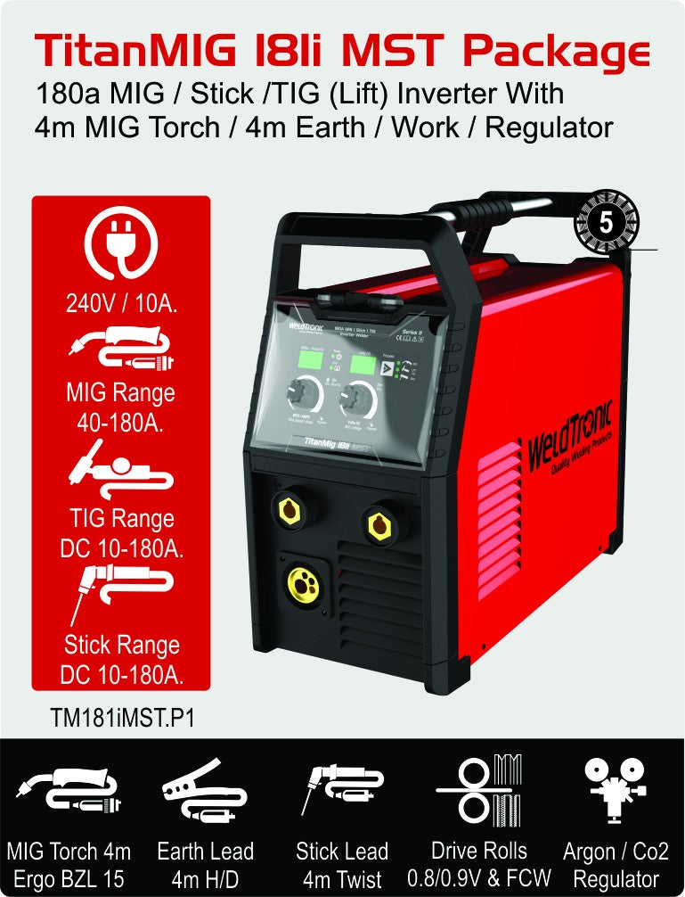 Mig Welder Weldtronic Titan 181i Mst 180amp Multi-function Mig Welder ...